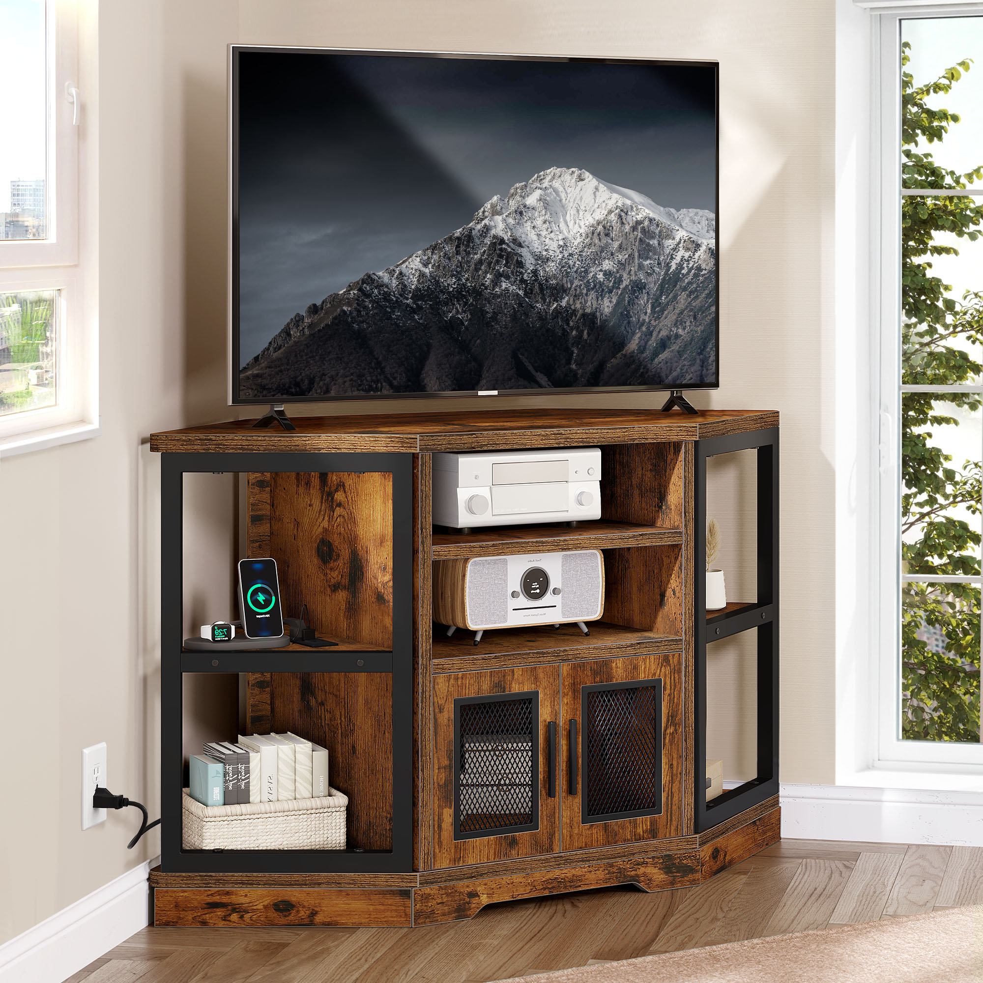Wooden Corner Tv Stand La Roque Mahogany Corner TV Cabinet Only Oak